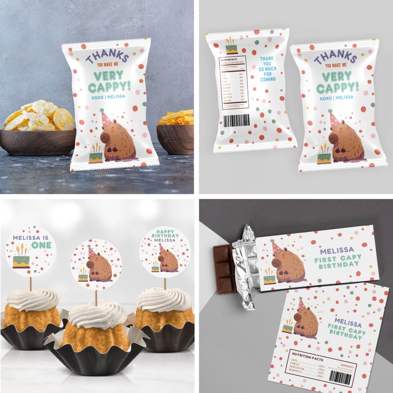 Editable Capybara Thank You Card, Capybara Birthday Decorations ...