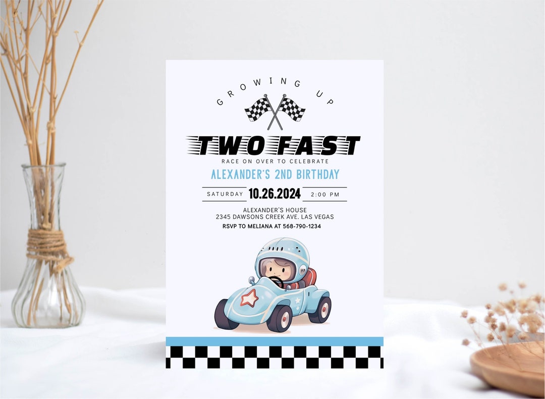 Blue Race Car Invitation,editable Birthday Party Invitations Race Car ...