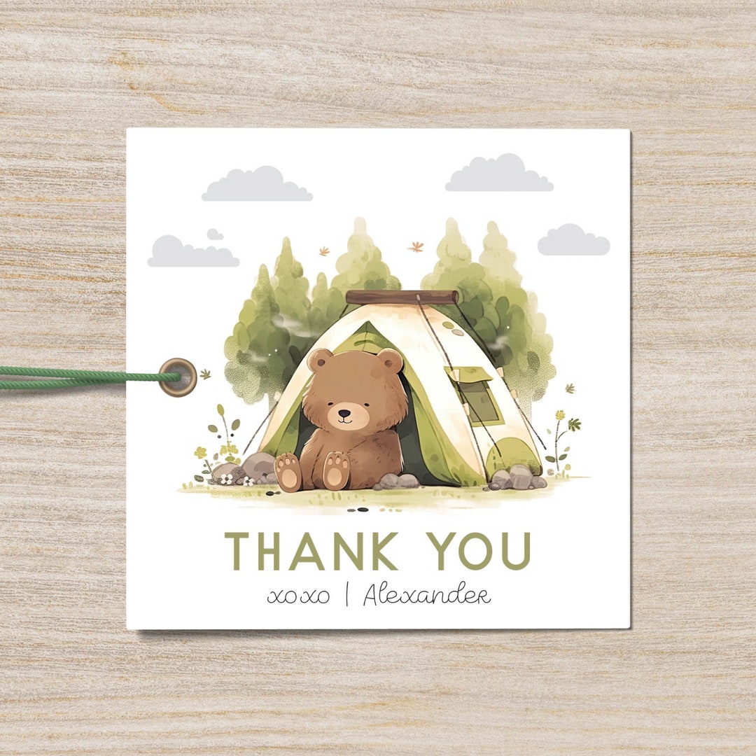 Editable Happy Camper Favor Tag, One Happy Camper, Camping Birthday ...