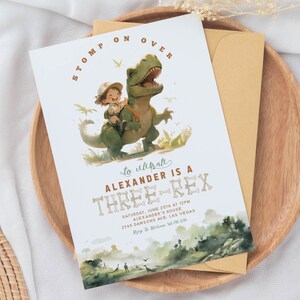 Three-rex Invitation, Editable Dinosaur Birthday Invite, Three Rex Bday ...