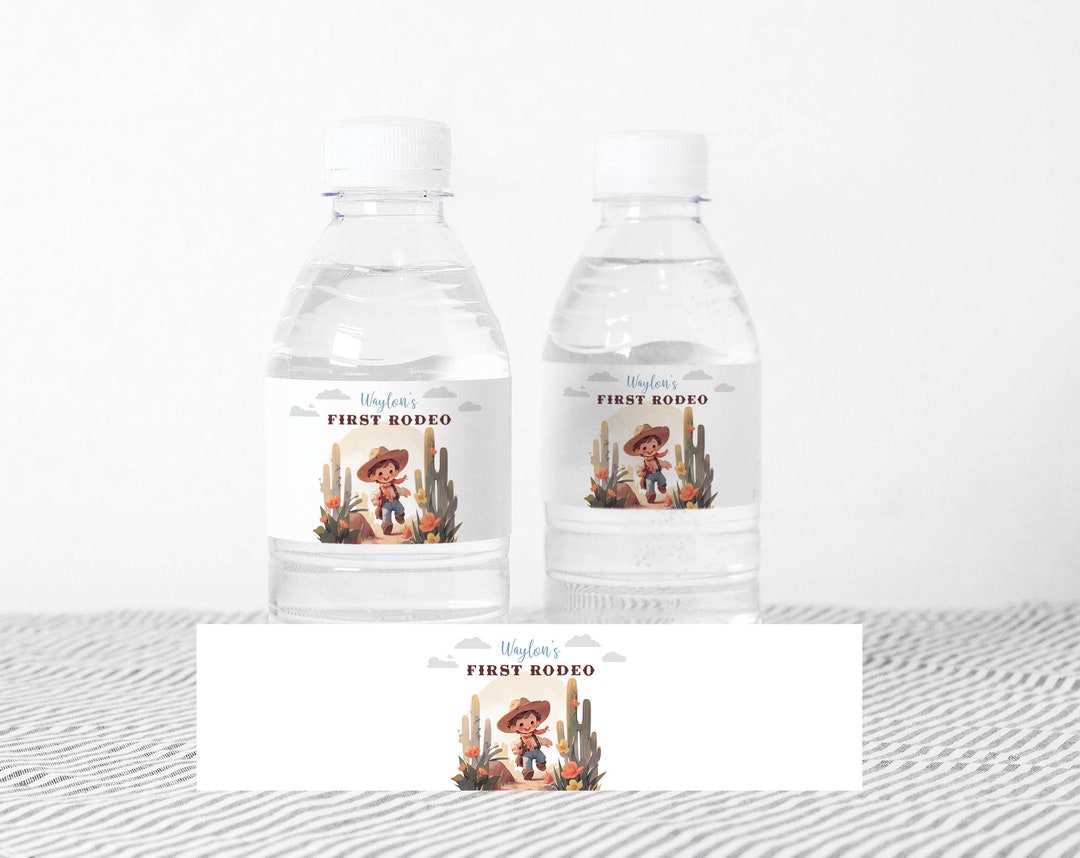 Editable Cowboy My First Rodeo Water Bottle Labels, Cowboy Western ...