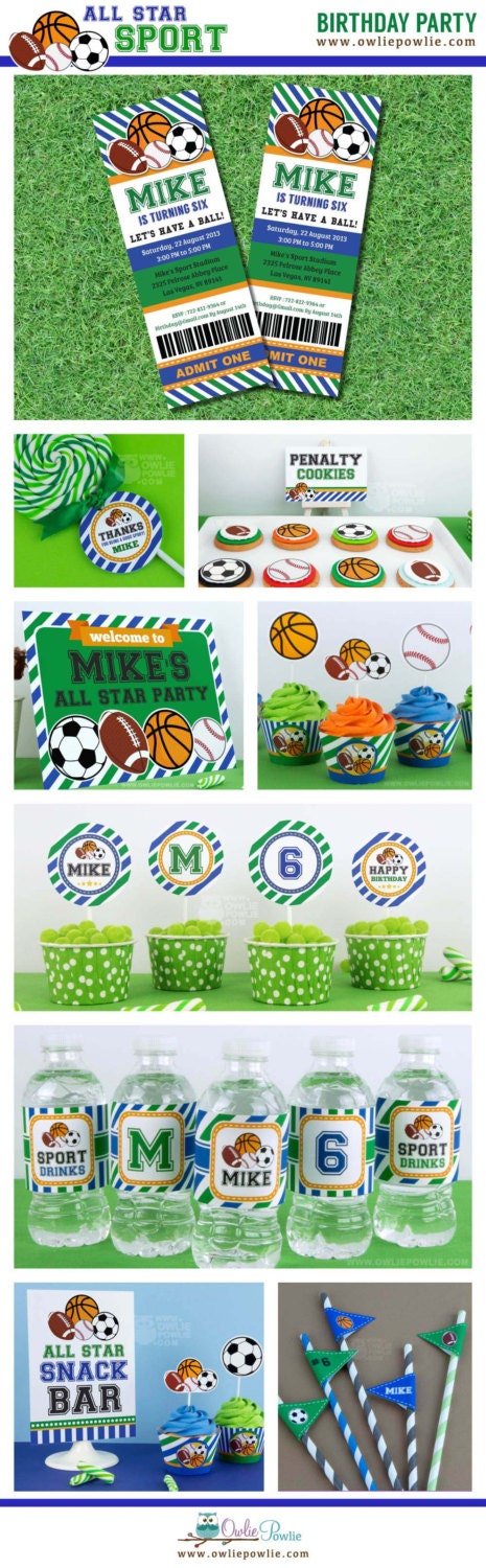 All Star Sports BIRTHDAY Party Printable Package & Invitation | Etsy