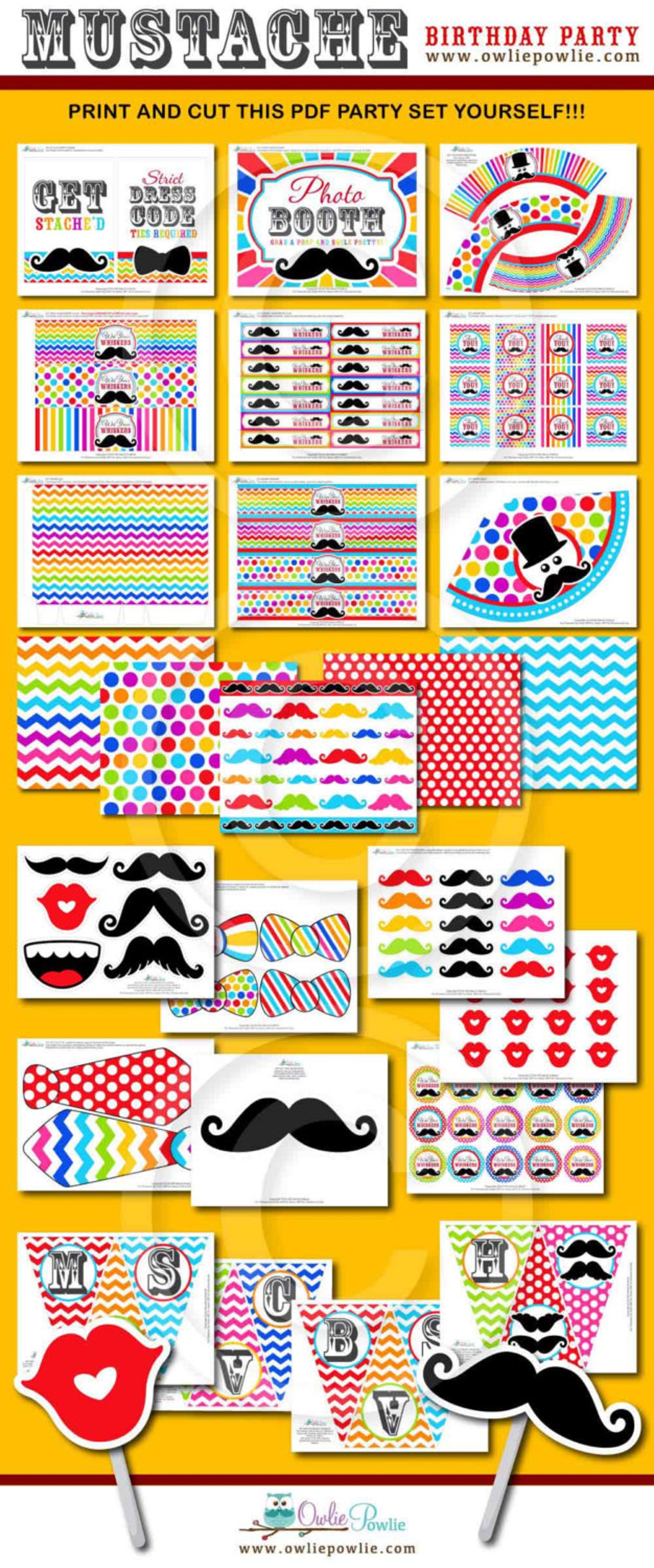 Mustache BIRTHDAY Party Printable Package & Invitation | Etsy