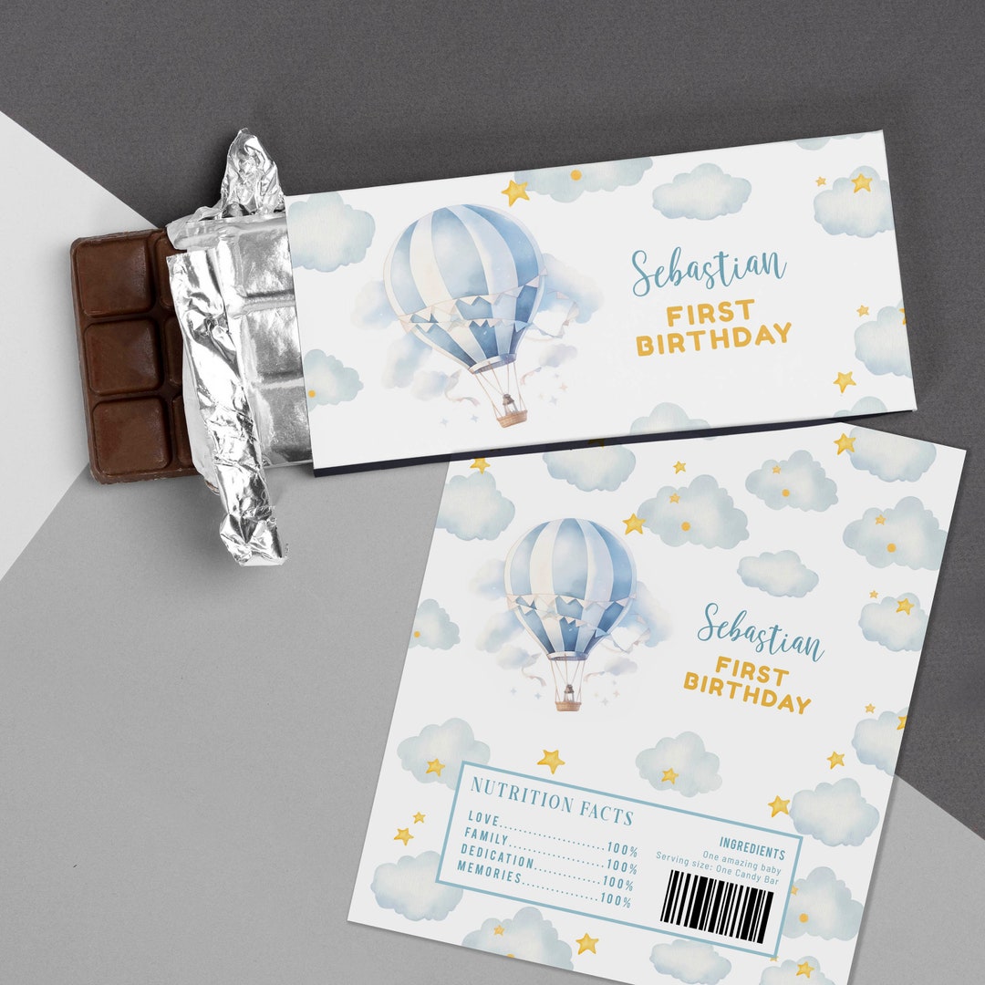Editable Watercolor Mr Onederful Candy Bar Wrapper Chocolate Bar ...