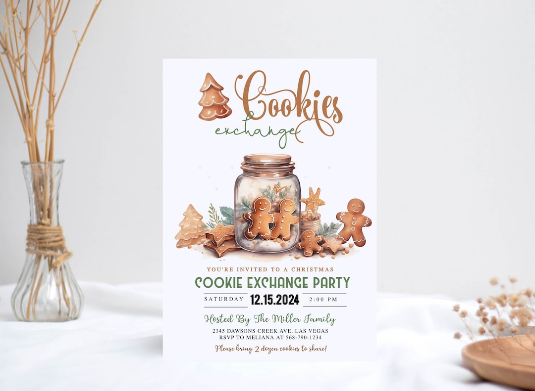 Editable Christmas Cookie Exchange Invitation Holiday Cookie Exchange ...