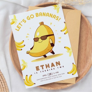 Editable Banana Birthday Invitation Let's Go Bananas Invite, First ...