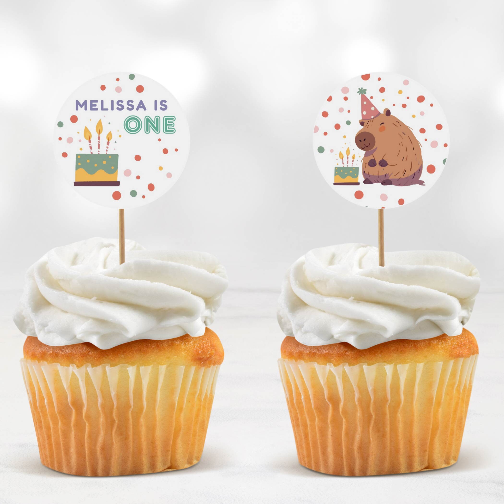 Editable Capybara Cupcake Toppers, Capybara Birthday Decorations, Cute ...