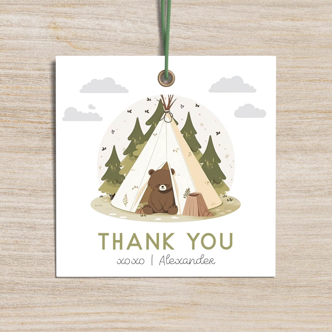 Editable Happy Camper Favor Tag, One Happy Camper, Camping Birthday ...