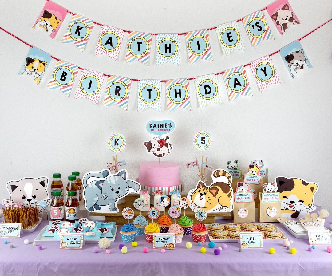 Cat Adoption BIRTHDAY Party, EDITABLE Printable Package & Invitation ...