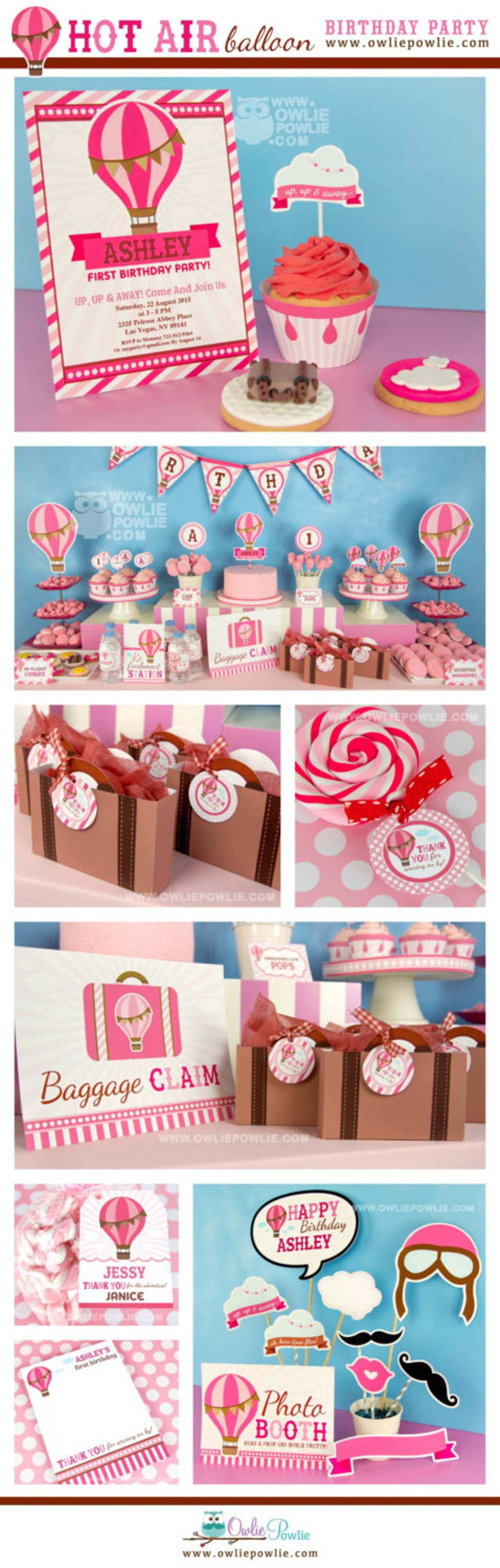 Hot Air Balloon BIRTHDAY Decorations EDITABLE Party Printable - Etsy