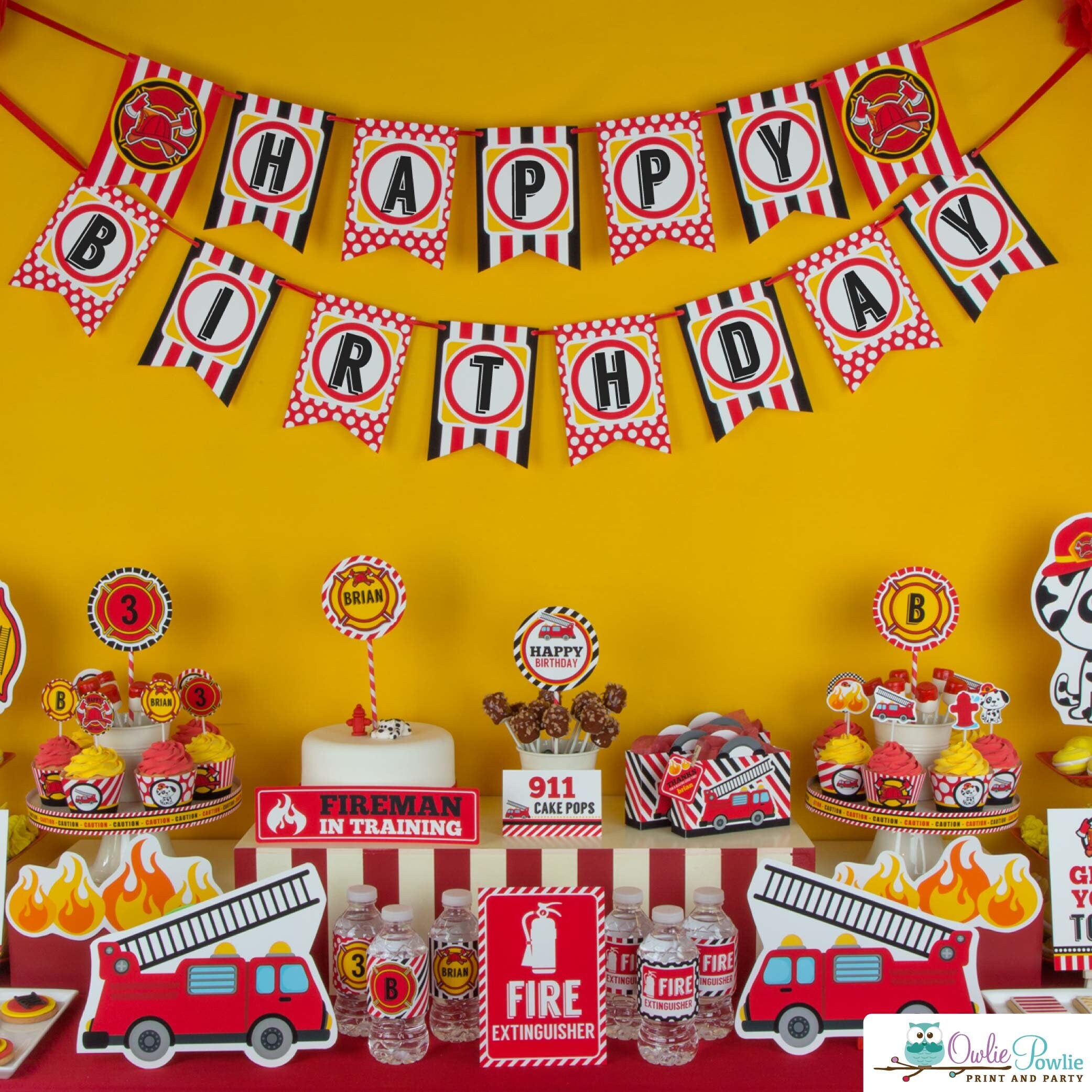 Fire Engine Party Printable Package & Invitation, Fireman Birthday ...