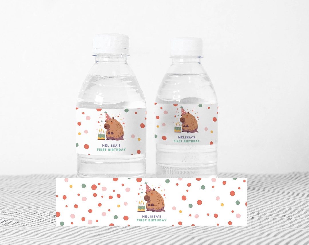 Editable Capybara Water Bottle Labels, Capybara Birthday Decoration ...