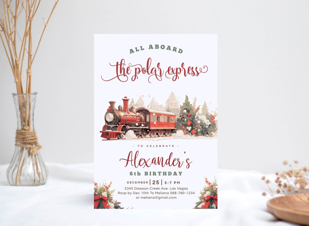 Editable Polar Express Train Invitation Template, , Movie Night North ...