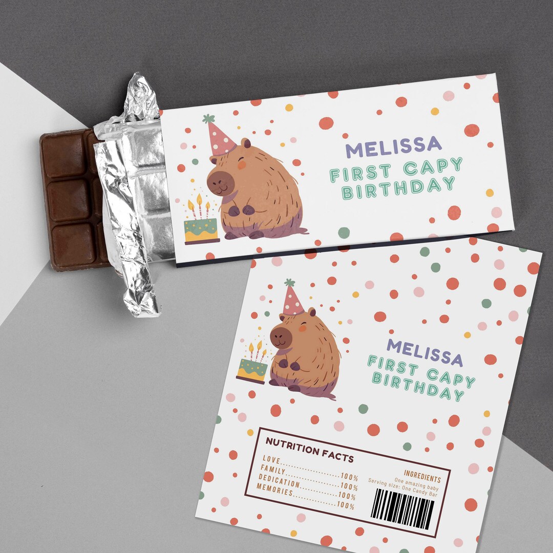 Editable Capybara Candy Bar Wrapper Chocolate Bar Wrappers Capybara ...