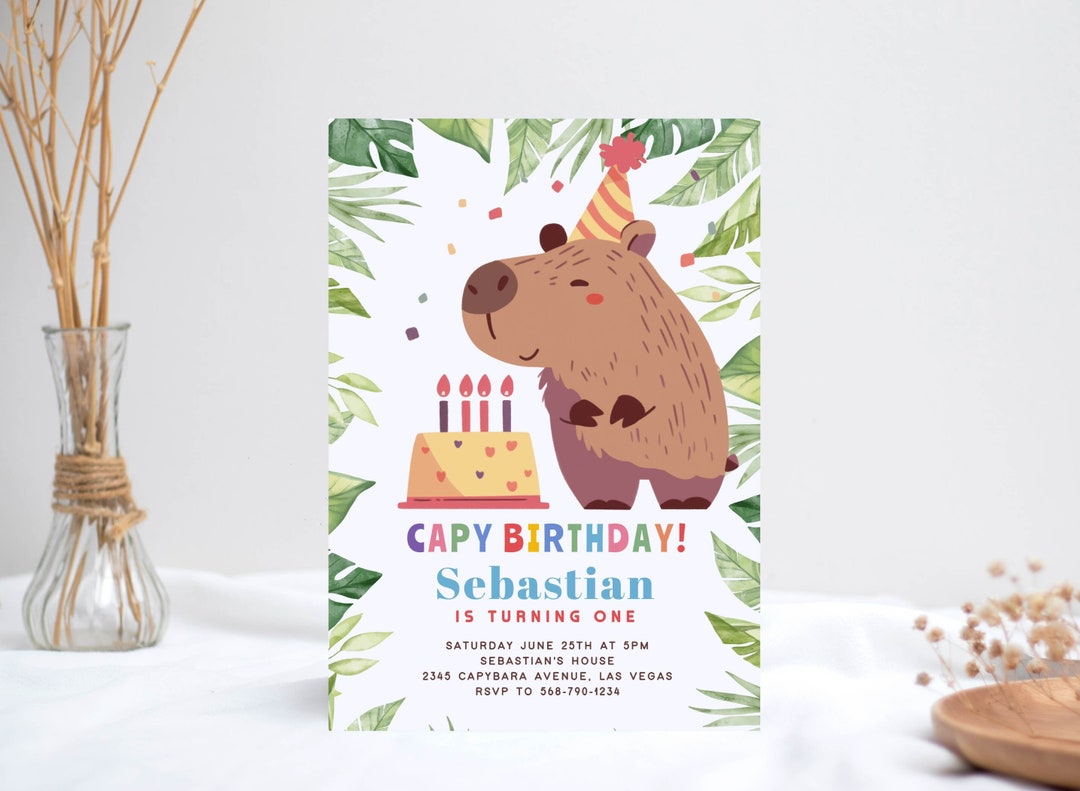 Editable Capybara Invite Template - Printable Forest-themed Birthday ...