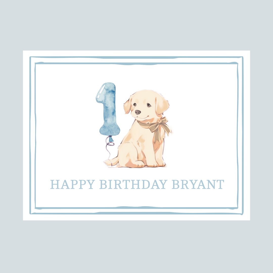 Editable Watercolor Puppy Birthday Backdrop 48x36 Inches, Puppy Pawty ...