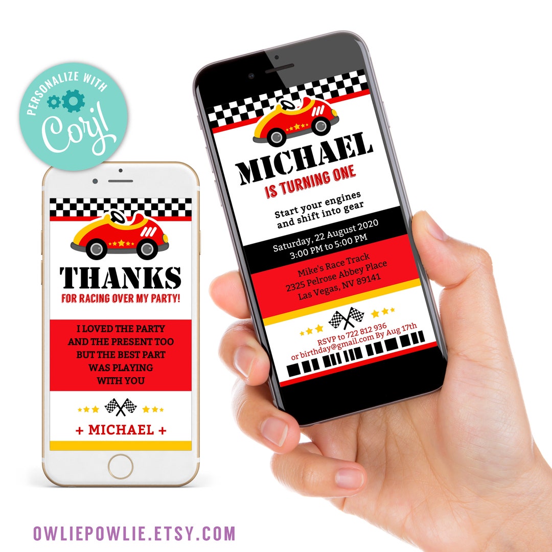 Race Car Ticket Pass Invitation | Car Digital Printables Invite | Racer ...