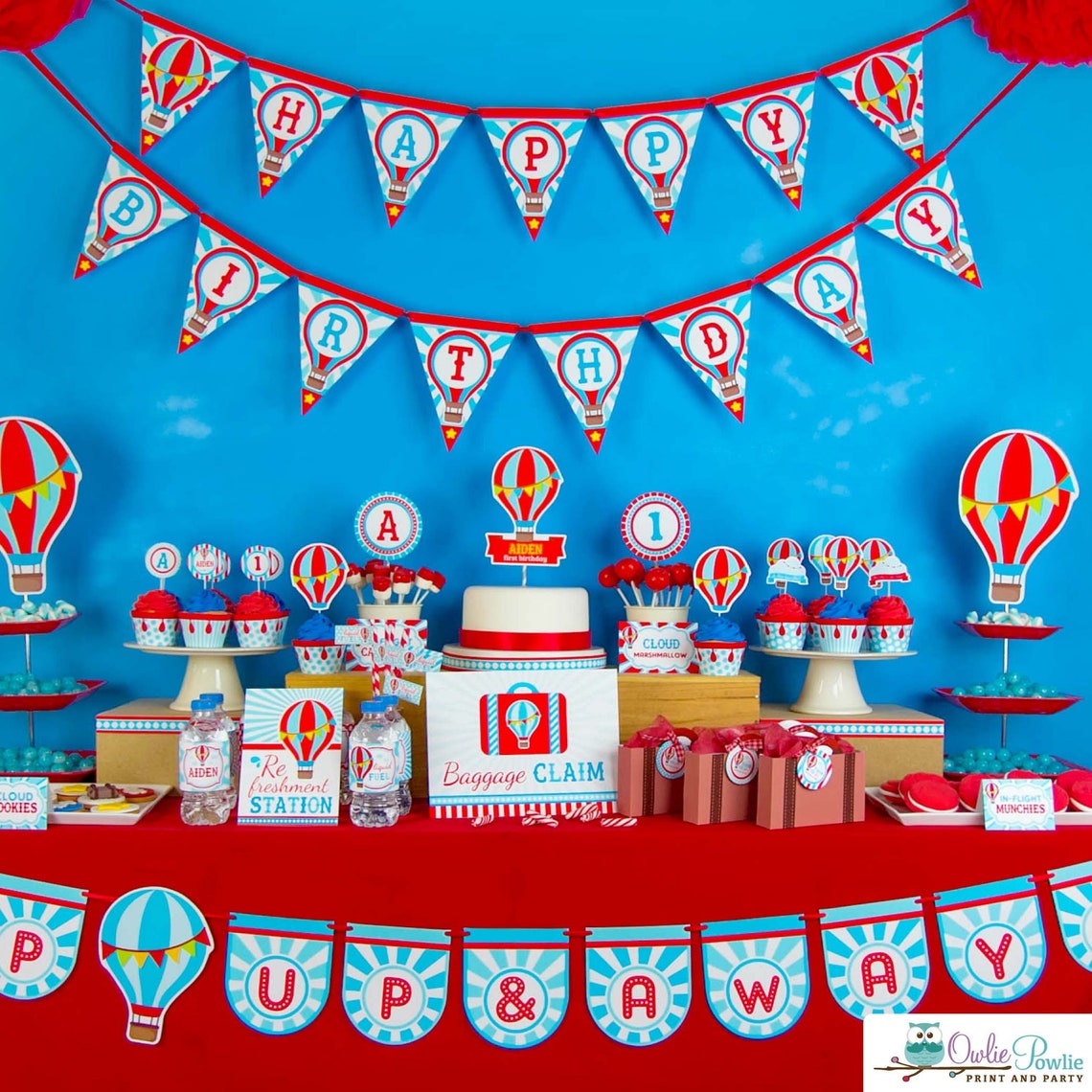 Hot Air Balloon BIRTHDAY Decorations EDITABLE Party Printable | Etsy