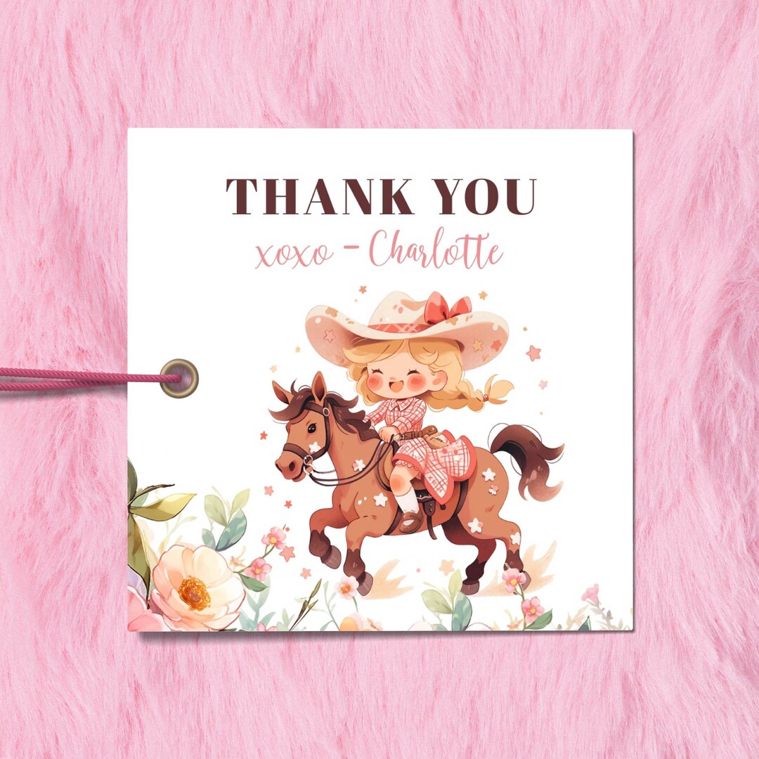 Editable Cowgirl Favor Tag, Girl My First Rodeo Birthday, Western ...