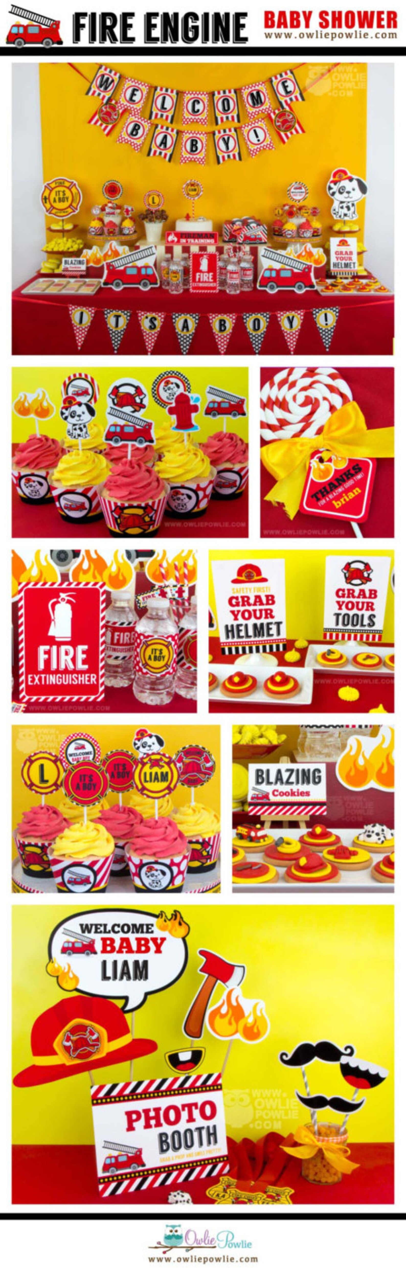 Fire Engine BABY Shower Party Printable Package & Invitation, Fire ...