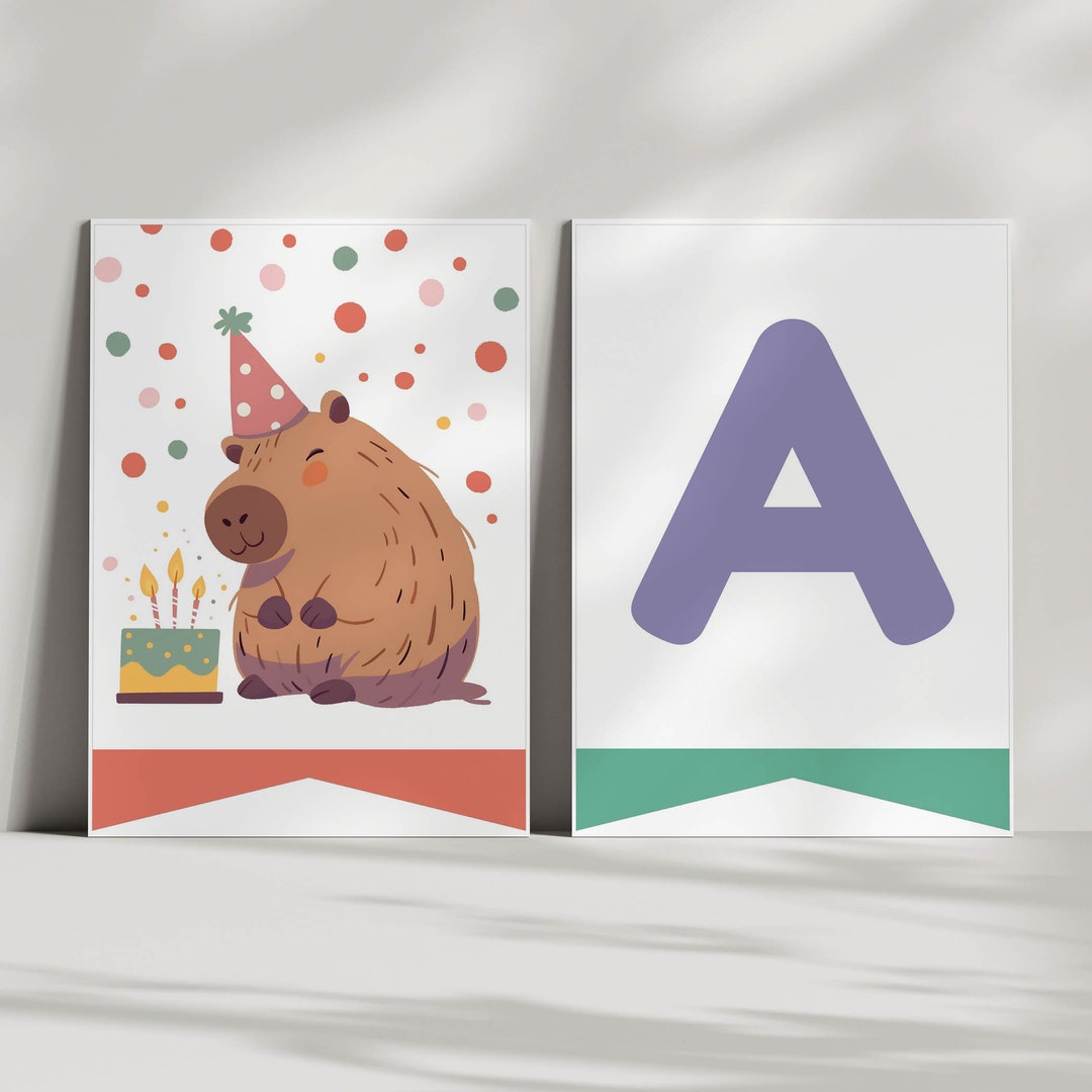 Editable Capybara Birthday Banner, Capybara Birthday Decorations ...