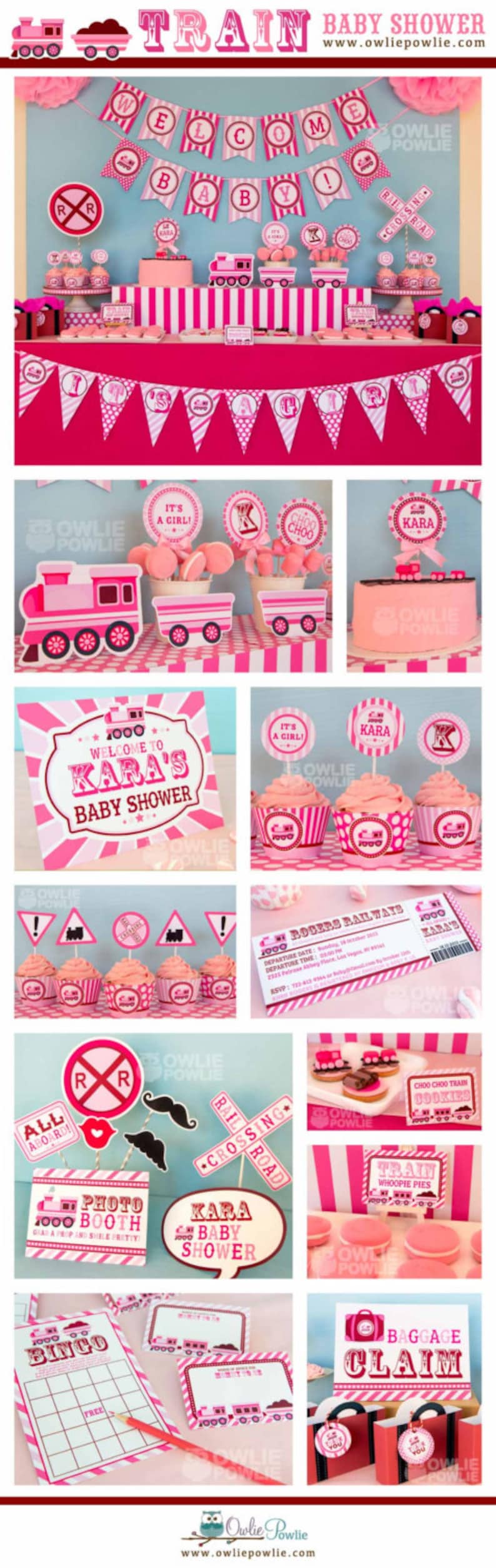 Pink Train BABY Shower Party Printable Package & Invitation | Etsy
