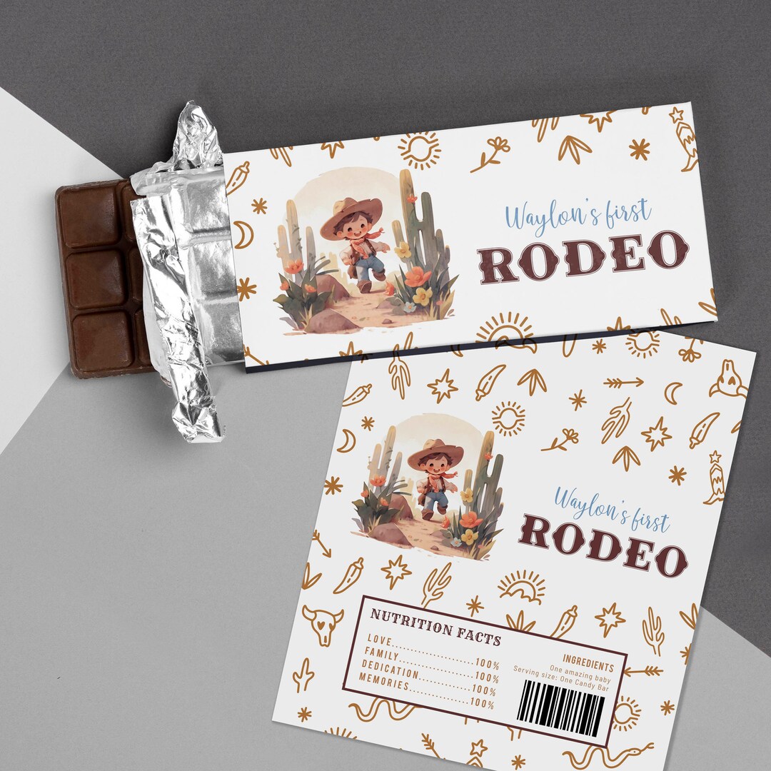 Editable Cowboy My First Rodeo Candy Bar Wrapper Chocolate Bar Wrappers ...