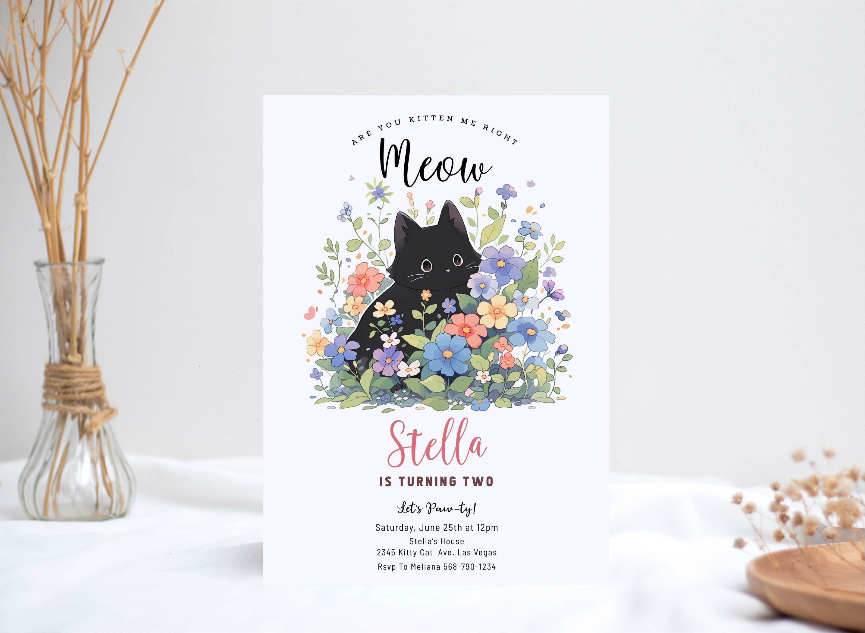 Pusheen Cat Party Invitation