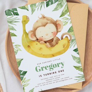 Safari Curious Monkey Welcome Sign Template, Animal Print,jungle Theme ...