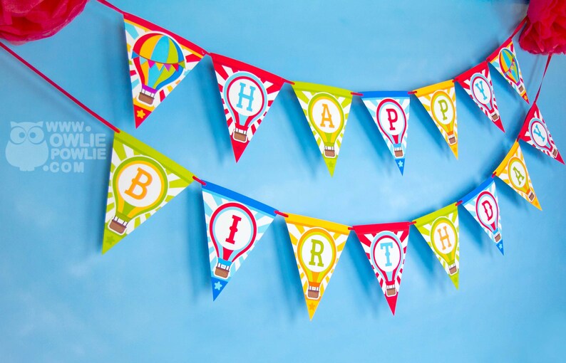 Hot Air Balloon BIRTHDAY Decorations EDITABLE Party Printable - Etsy