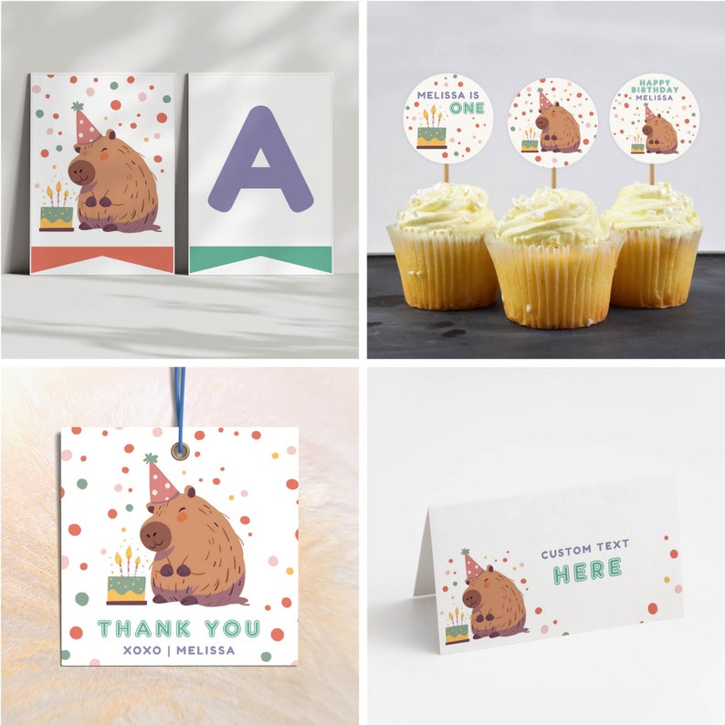 Editable Capybara Birthday Banner, Capybara Birthday Decorations ...