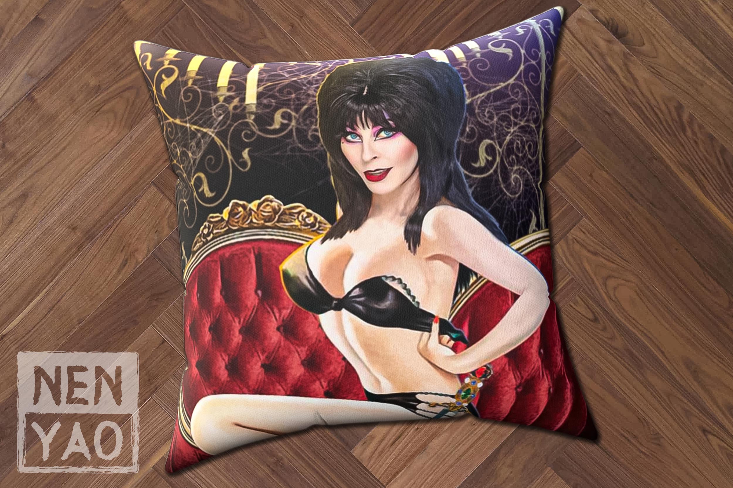 Faux Suede Pillow Original Horror Inspired Sexy Pin up Art Zombie Hula, Bride Frankenstein ...