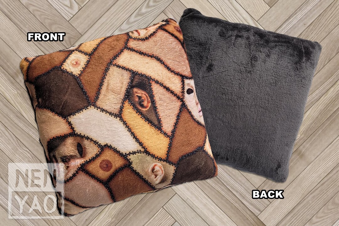 Human Skin Patchwork Pillow | Original Fabric Print | Creepy Spooky ...