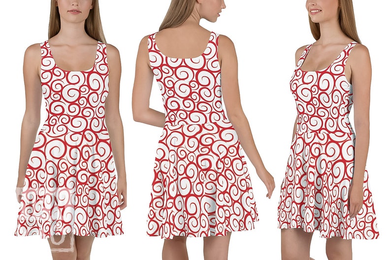 Women's Red Swirl Dress Inspired by Mars Attacks Printed - Etsy