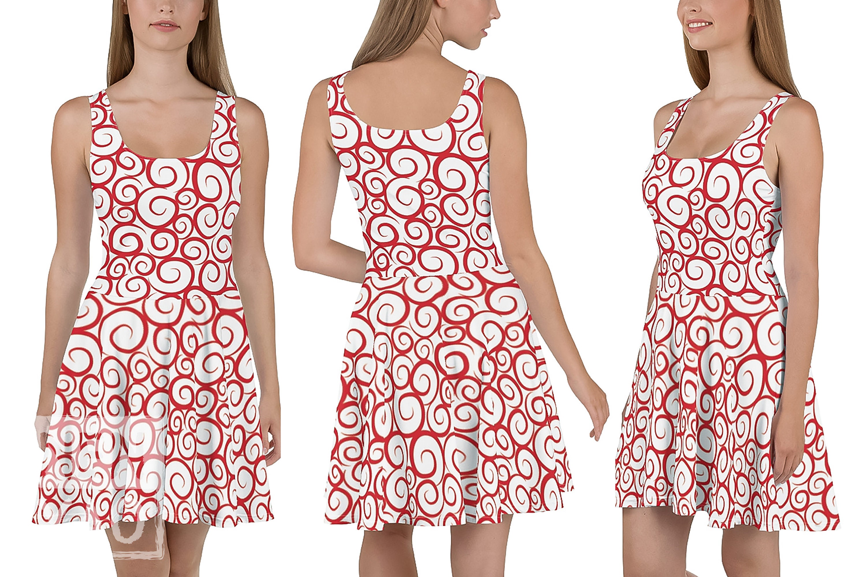 Women's Red Swirl Dress Inspired by Mars Attacks Printed - Etsy