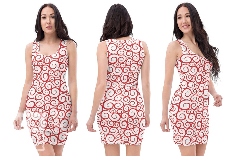 Women's Red Swirl Dress Inspired by Mars Attacks Printed - Etsy