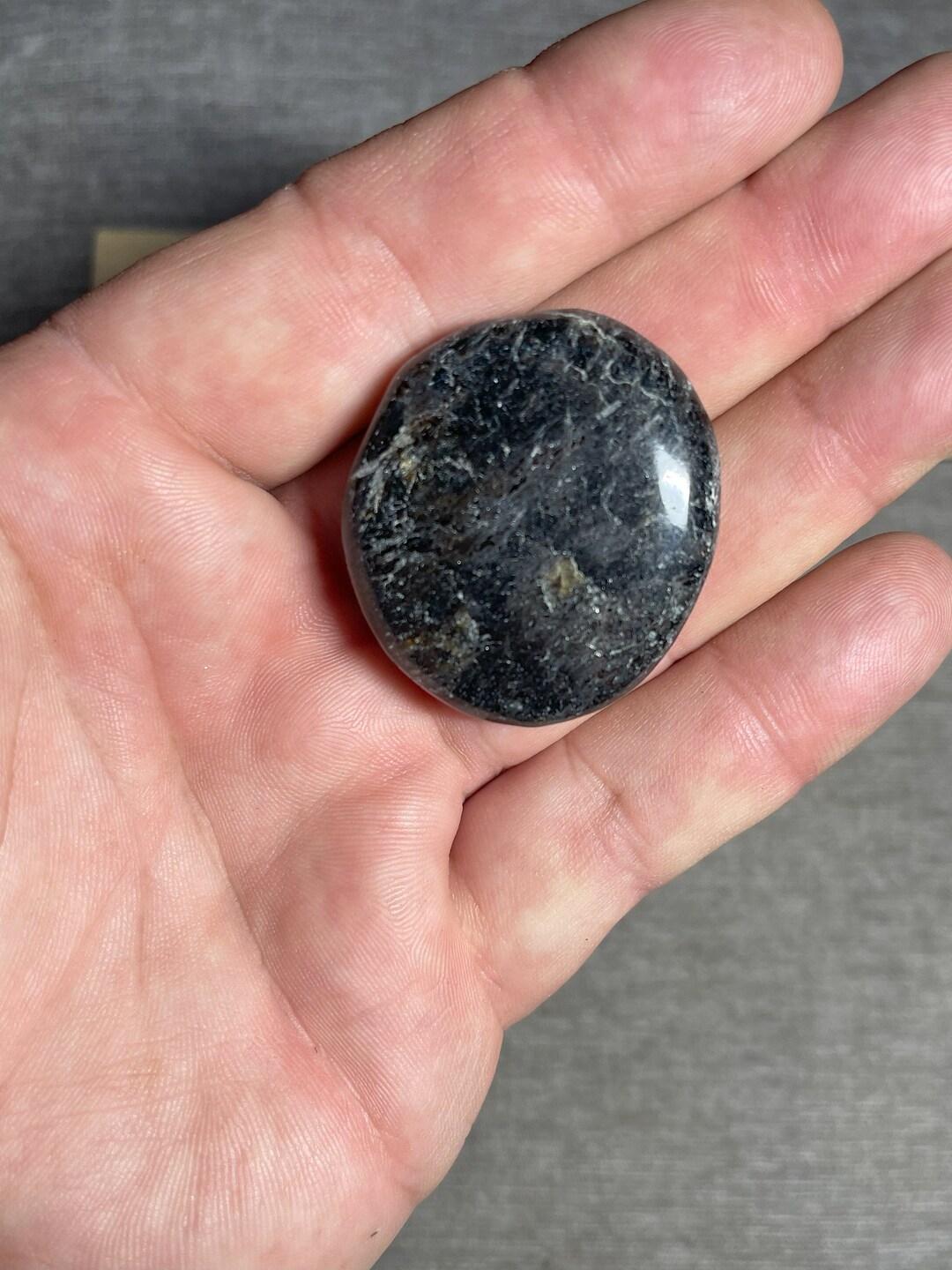 Astrophyllite Palm/ Pocket Stone Deep Black With Flashes - Etsy