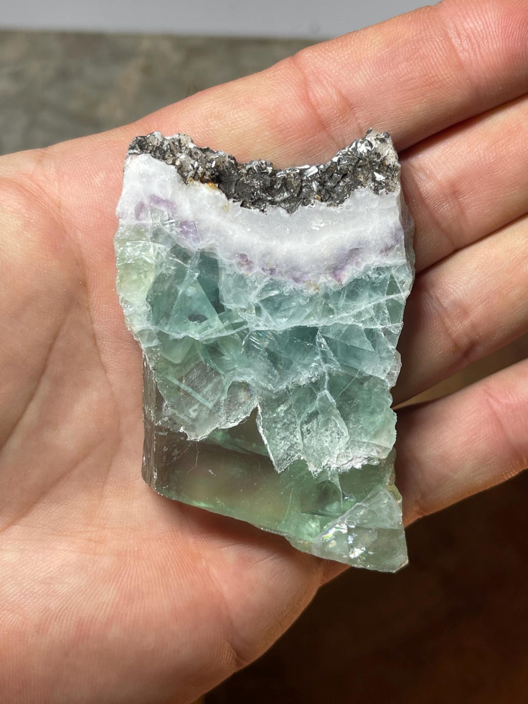 WOW!!! Grade-a Thick Clear Green Fluorite Slice - Hand-cut Polished by ...