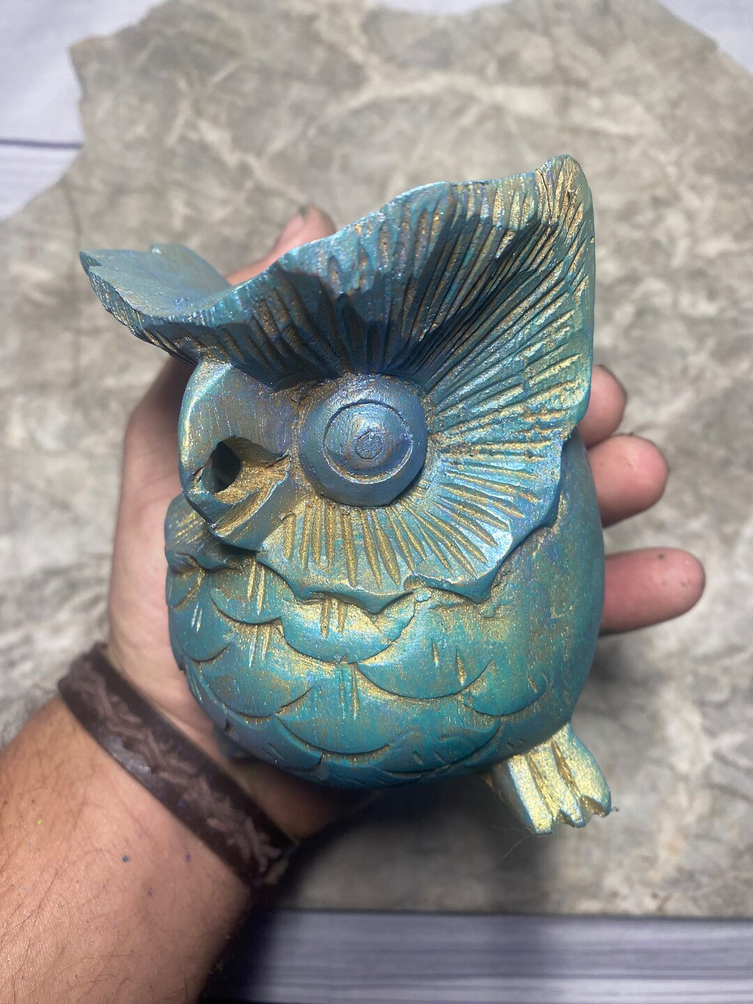 Owl Painted Wood Carving From Bali, Indonesia 4 X 4 - Etsy