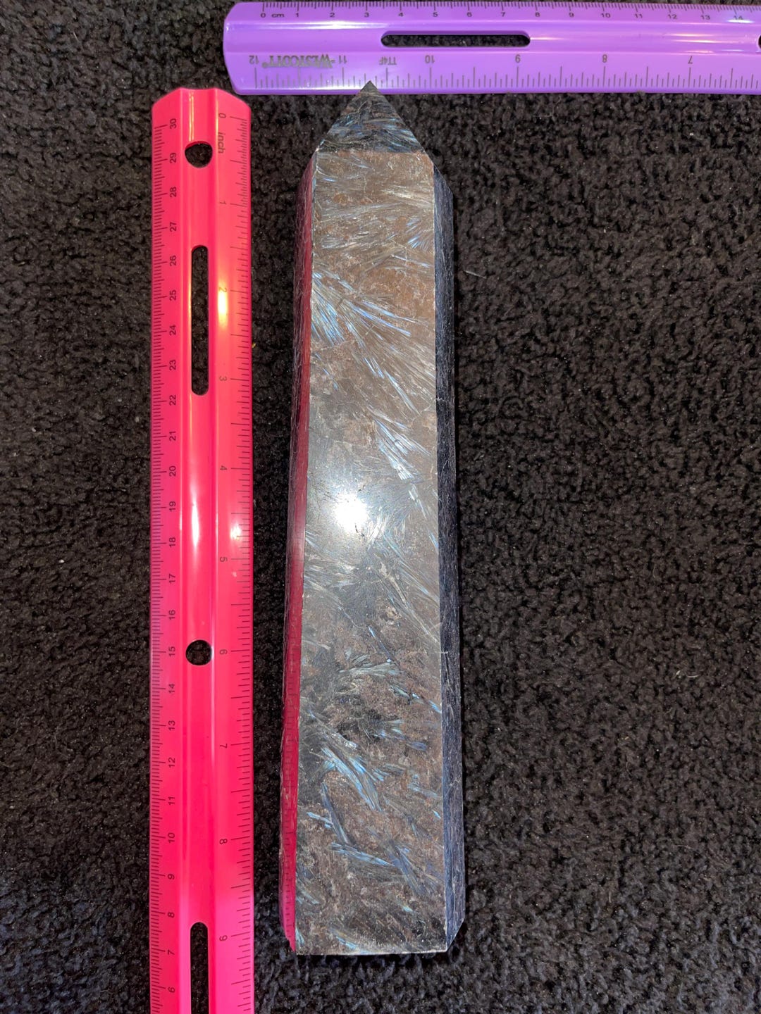 HUGE Powerful Arfvedsonite With Garnet Tower - Boosts Intuition, Energy ...
