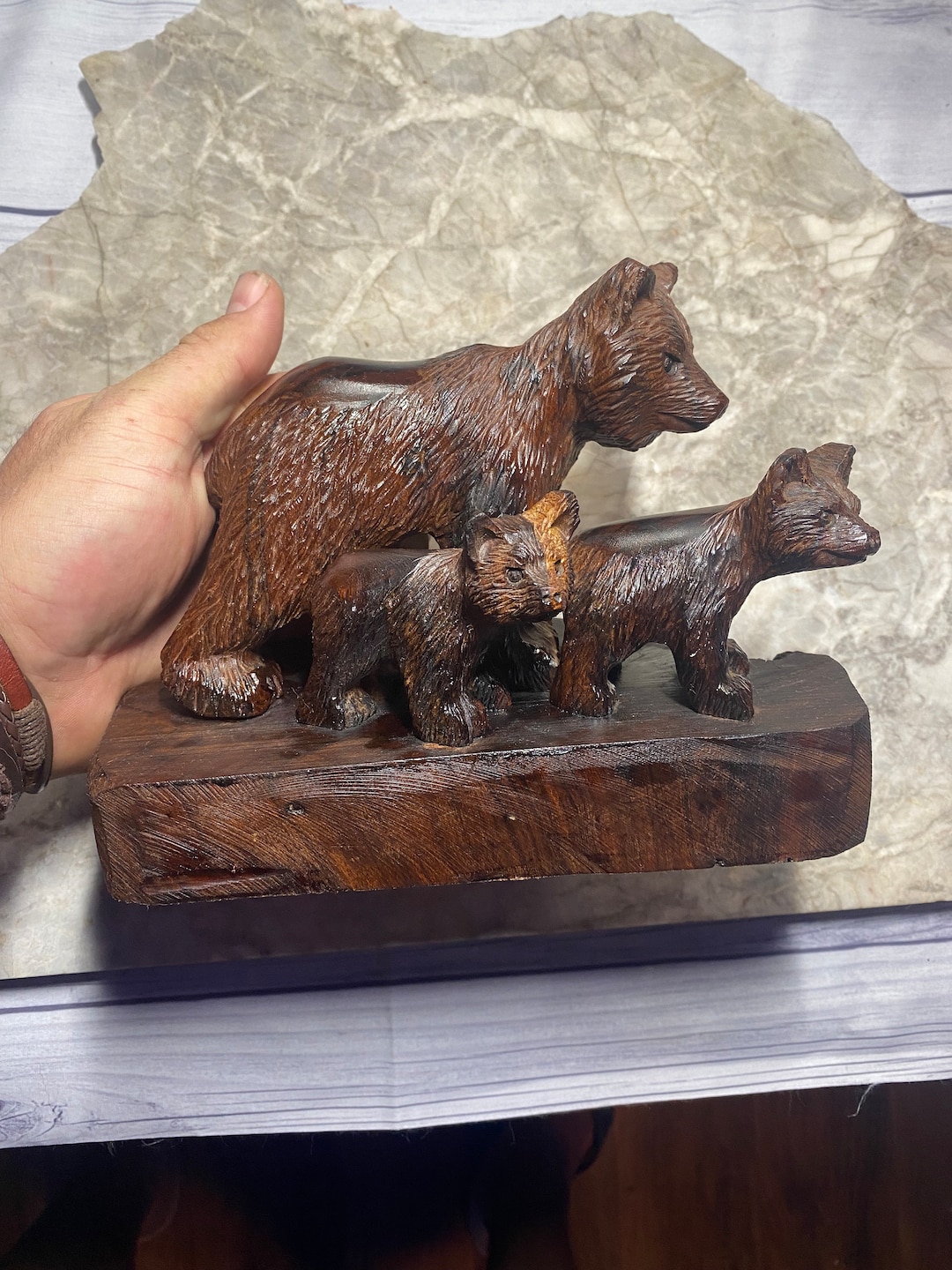 Ironwood Grizzly Bear W Cubs Carving Hand-carved by Arizona Artist 6 - Etsy