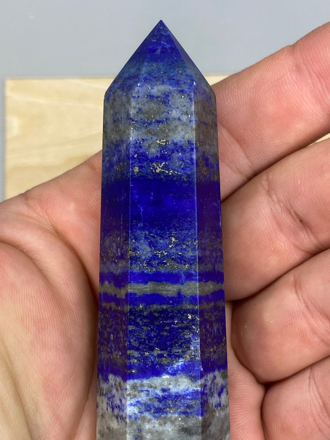DEEP BLUE Lapis Lazuli Tower Mixed With Bands of Pyrite 7 - Etsy