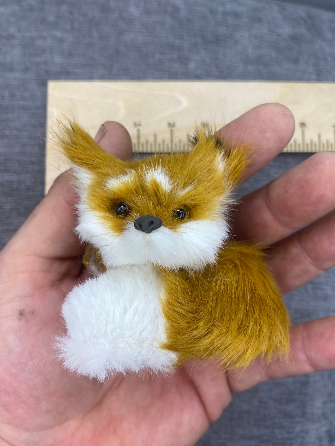 Curled up Red Fox Made With REAL Animal Fur From Goat/ Rabbit - Great ...