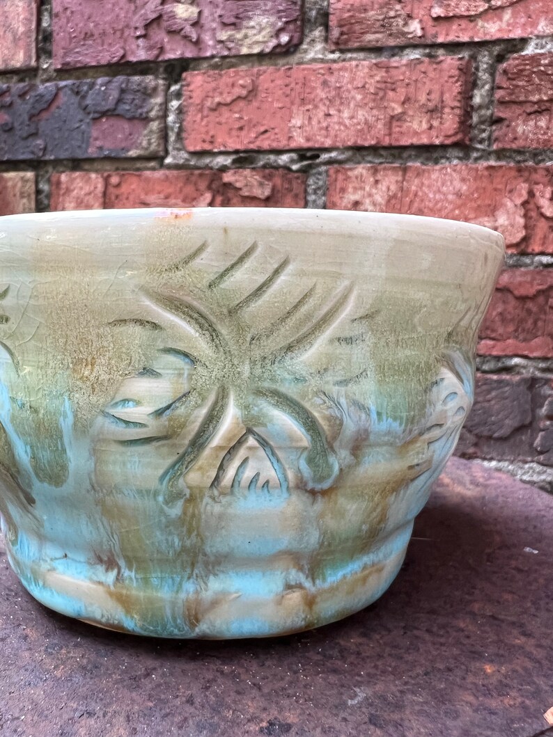Jade Green and Blue Ceramic Decorative Bowl > Textured Bowl > Handmade ...