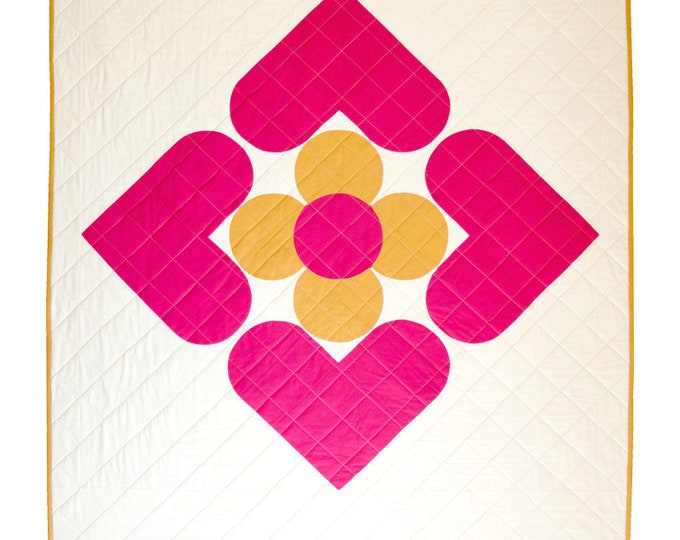 Hearts and Flowers Lap Quilt Pattern - Etsy Canada