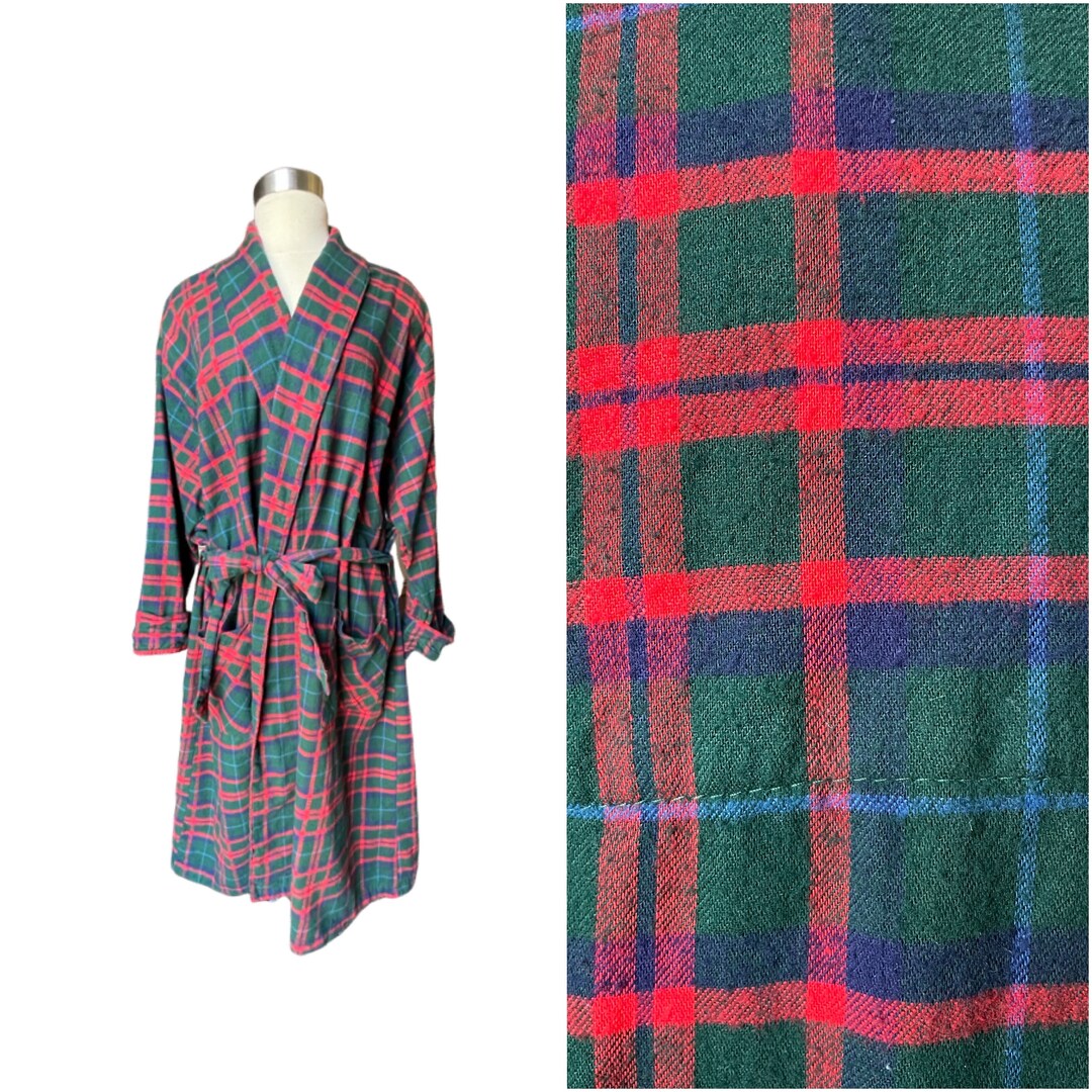 Vintage L.l. Bean Men's Plaid Bathrobe // 1970s Hygge Housecoat ...