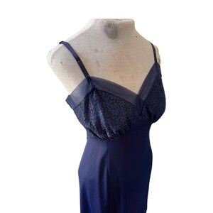 1960s Navy Nylon Silky Slip With Lace Bodice // Sixties Sexy Slipdress ...