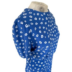 1950s-style Cornflower Blue Frock With Abstract Polka Dots // 80s Rayon ...