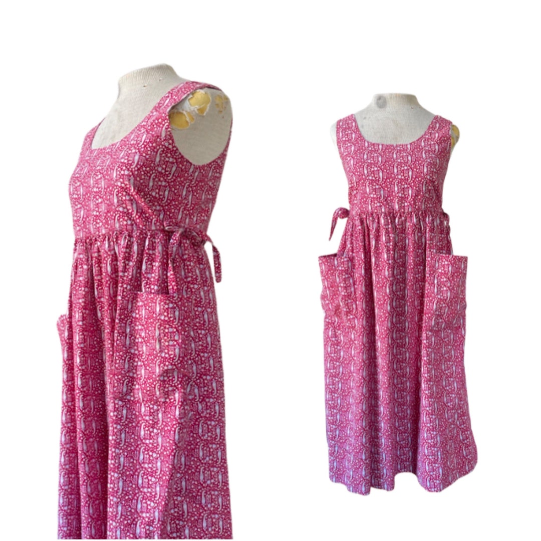 SMALL // Vintage Laura Ashley Apron Dress in Floral Fabric // 1980s ...