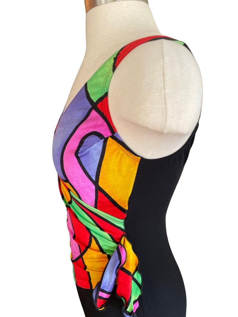 MEDIUM / LARGE 90s Stained Glass Swimsuit // 1990s One-piece Modernism ...